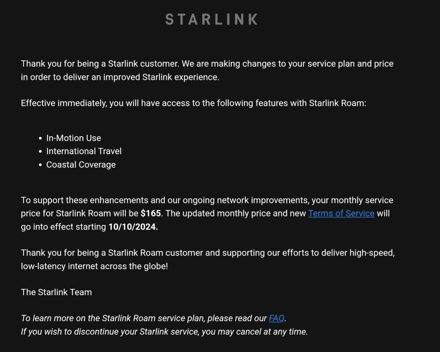Starlink Revamps Data Plans and Raises Prices, Again! Roam Now $165/month - But Includes ...