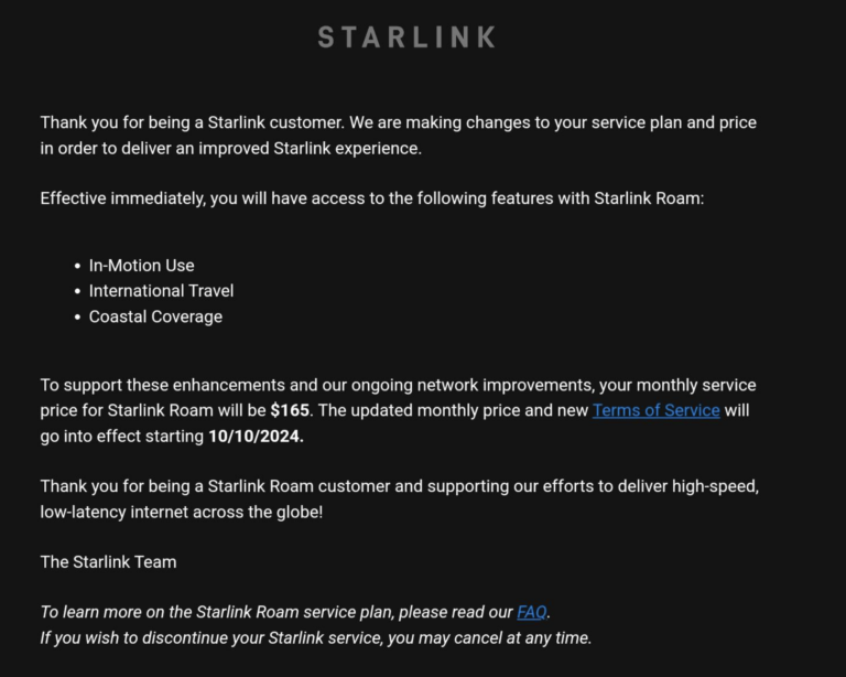 Starlink Revamps Data Plans and Raises Prices, Again! Roam Now $165 ...